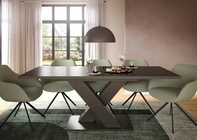 Rozkládací jídelní stůl Moteon 150x90 cm, šedý/šedý, podnož X