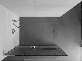 Mexen Kioto+ L, sprchová zástěna Walk-In s poličkou a věšákem 90 x 200 cm, 8mm sklo s žebrovým vzorem, chromový profil, 800-090-123-01-09