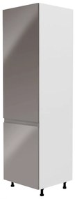 Skříňka na lednici, bílá / šedá extra vysoký lesk, levá, AURORA D60ZL