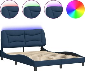 Rám postele s LED bez matrace Hvar Modrá 120x200 cm Látka 3213696