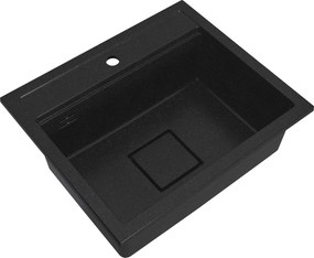 Gamma Quadro 5850, 1-komorový granitový dřez 580x495x220 mm, černá skvrnitá, GMA-ZLE000230