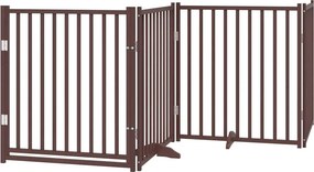 Zábrana pro psy s dvířky skládací 12 panelů hnědá 960 cm topol 3155752