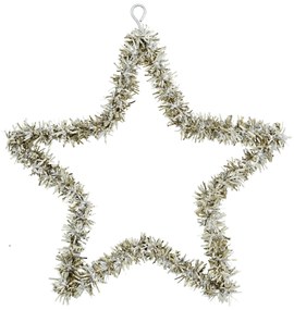 House Doctor Závěsná vánoční ozdoba Joy Star Silver Oxidized 21 cm, zlatá barva, stříbrná barva, plast
