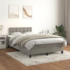 vidaXL Box spring postel s matrací 120 x 200 cm samet [3141537] Barva: světle šedá