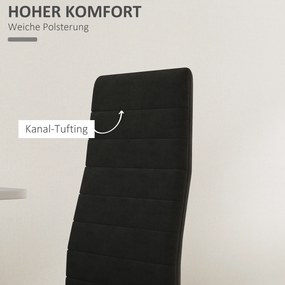 HOMCOM Sada 4 jídelních židlí, design bez opěrek, čalounění látkou, kovové nohy, černá