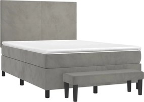 Box spring postel s matrací světle šedá 140x190 cm samet 3137719