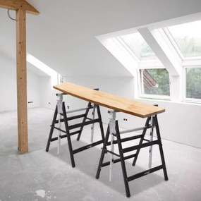 Teleskopické lešenářské kozy DANNY, sada 2 ks, max. 200kg, 60 x 56 x 81-130cm, stříbrná/černá Jurhan