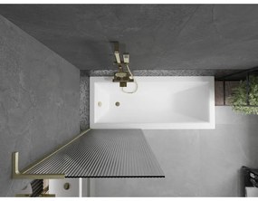 Mexen Next L, 1-křídlová vanová zástěna 70 x 150 cm, 6mm sklo s žebrovým vzorem, zlatý matný profil, 895-070-000-03-09-55