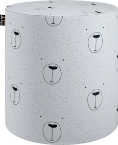 Sedák Barrel- válec pevný barva bílá látka vzorované