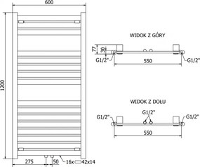 Mexen Uran, elektrické topné těleso 1200x600 mm + topná tyč 600 W, bílá, W105-1200-600-2600-20