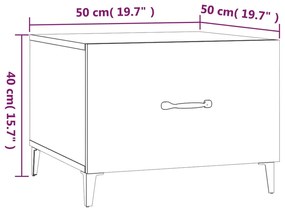 Konferenční stolek s kovovými nohami lesklý bílý 50x50x40 cm - Default Title