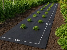 DIVODV Hustá agrovlákna 50 g, 1,5 m × 10 m, černá protiplevelová mulčovací rohož