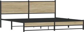 Kovový rám postele bez matrace dub sonoma 200 x 200 cm 3301398