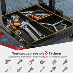 Costway Pojízdná dílenská stolička s podnosem na nářadí nosnost 150 kg