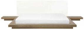 Vodní postel s nočními stolky 180 x 200 cm světlé dřevo ZEN Beliani