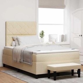 Postel s boxspringem s čelo Krémová 120 x 190 cm textil 3344133