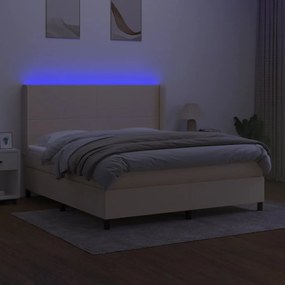 Box spring postel s matrací a LED krémová 180x200 cm textil 3138178