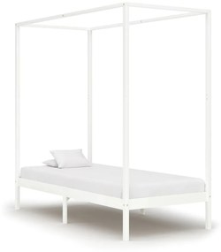 vidaXL Rám postele s nebesy bílý masivní borové dřevo 90 x 200 cm