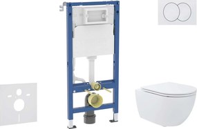 SANITINO - Set předstěnové instalace, klozetu Oudee a Slim sedátka softclose, tlačítko Delta, bílá SANI11CA31162