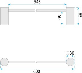 Rea Prism, koupelnový věšák na ručníky 60cm, 9703, broušená ocel, REA-98035