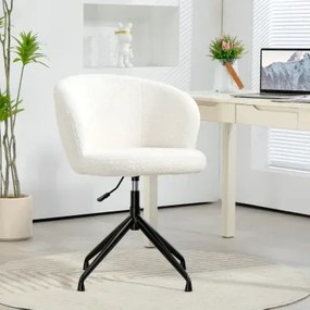 HOMCOM ergonomická kancelářská židle otočná, výškově nastavitelná, nosnost 120 kg, potah z tkaniny v krémově bílé