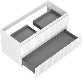 Mexen Rivel, koupelnová skříňka 100 cm, 2 zásuvky, drážkovaná, bílá matná, 91A20-10047-2-BFF01