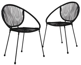 Zahradní židle 2 ks PVC ratan černé - Default Title