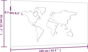 vidaXL Zahradní nástěnná dekorace 105x55 cm cortenová ocel Mapa světa [824498]