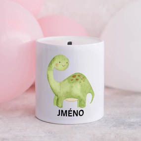 Domovi Bílá keramická pokladnička se jménem Brontosaurus 9cm