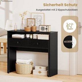 Costway Rozkládací stolek malý s 2 zásuvkami a kolečky – 100 – 100 × 63 × 88 cm