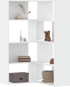 Rohová 4patrová knihovna bílá 85 x 85 x 140 cm kompozitní dřevo 3307810