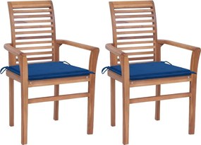 vidaXL Jídelní židle 2 ks podušky masivní teak [3062598] Barva: Královská modř