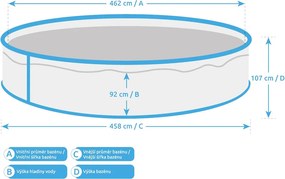 Bazén Orlando 4,57x1,07 m - ŠEDÝ, bazén, fólie, skimmer