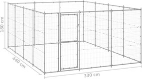 vidaXL Venkovní psí kotec ocel 14,52 m² [3082318] Barva: Stříbrná