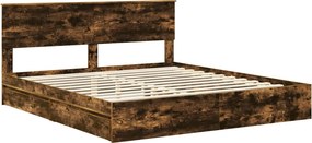 Postel s úložným prostorem se zásuvkou Kouřový dub 180 x 200 cm 3410774