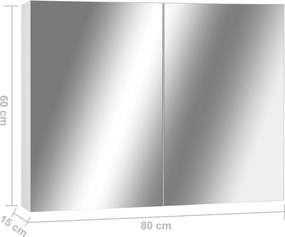 Koupelnová zrcadlová skříňka bílá 80 x 15 x 60 cm MDF 325186