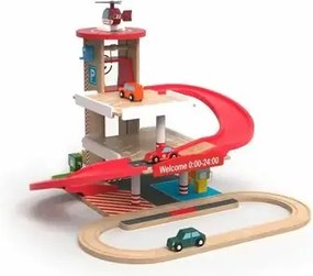 2Kids Toys Dřevěná garáž s vláčkodráhou / od 3 let