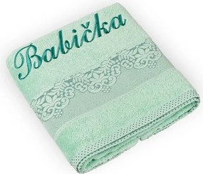 Bellatex Froté ručník orchidea s výšivkou BABIČKA 50x100 cm Babička Zelená