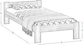 Maxi Postel z masivu Cecilie 90 x 200 cm - Borovice