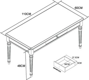 Konferenční stolek Limena 110 cm z masivu hnědý/slonovinový