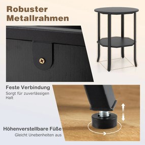 Costway Kulatý postranní stolek 2 s úložným prostorem Průmyslový Accent Black