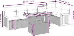 7dílná zahradní sedací souprava s poduškami černá polyratan 3273967