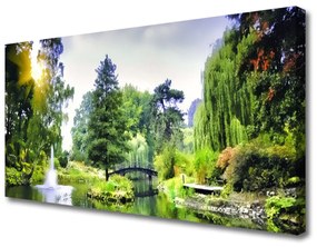 Obraz na plátně Les Vodopád Slunce Příroda 125x50 cm