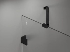 Mexen Lunar, pravostranný výklopný sprchový kout 75 x 80 cm, čiré sklo, černý profil, 834-075-080-70-00-P