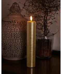 LED svíčka na baterie vosková Sille, Ø 5 × 20 cm, zlatá, 2× AA