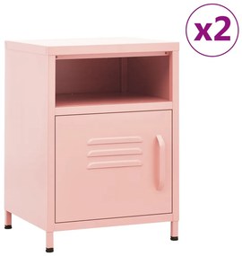 Noční stolky 2 ks růžová 35 x 35 x 51 cm ocel 3095218