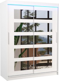 ADRK Furniture Posuvná skříň se zrcadlem a LED osvětlením MURANI 150 SW-MUR-W-150+L-V144