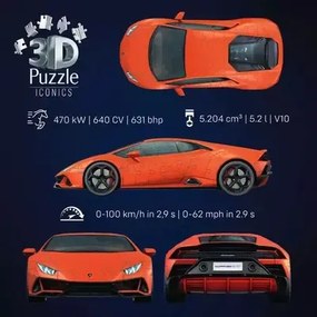 Ravensburger 3D Puzzle Iconics: Lamborghini Huracán Evo oranžové / 108