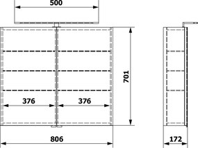 Sapho Sapho, RIWA galerka s LED osvětlením, 81x70x17cm, dub alabama, RIW080-0022