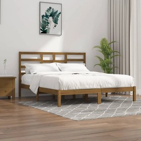 Rám postele medově hnědý masivní dřevo 200 x 200 cm,  3105818
